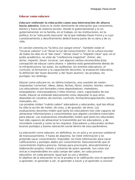 Educar Como Educere Educare Pdf Aprendizaje Plan De Estudios