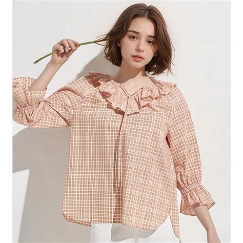 루샤트 도로시양장점 특가 깅엄체크 코튼100 블라우스