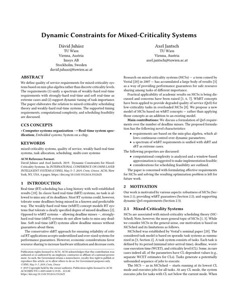 Pdf Dynamic Constraints For Mixed Criticality Systems