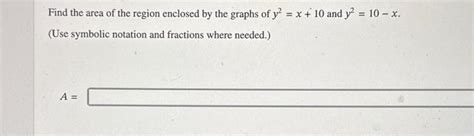 Solved Find The Area Of The Region Enclosed By The Graphs Of