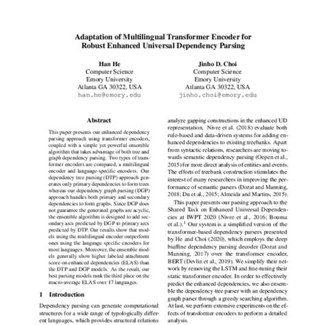 Adaptation Of Multilingual Transformer Encoder For Robust Enhanced Universal Dependency Parsing