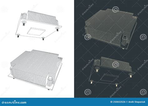 Cpu Heatsink Drawings Vector Illustration 250854290