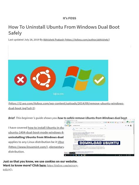 How To Uninstall Ubuntu From Windows Dual Boot Safely Its Foss Pdf Pdf Operating System
