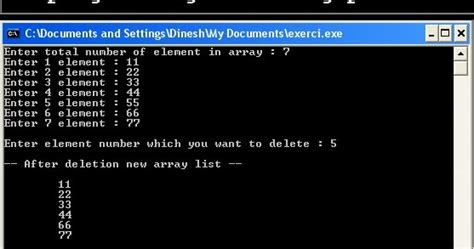 C Programming Computer Ms Excel Delete Element In Array
