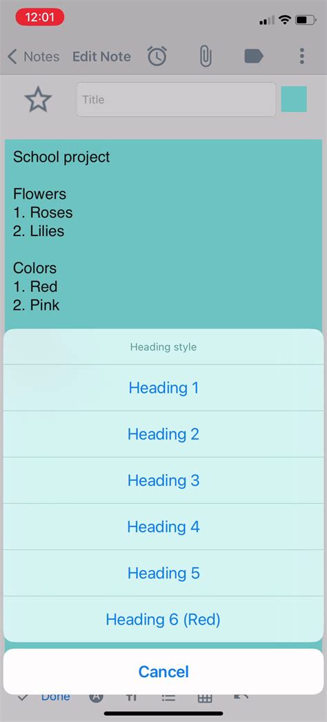 add markdown based headings inside notes and sync with sticky notes on