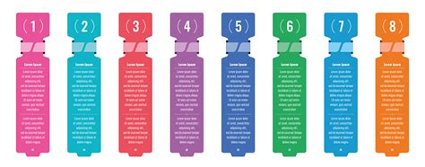 여덟 단계 막대 정보 템플릿입니다 연례 보고서 인터넷 웹 인포 그래픽 템플릿 사업체 정보 템플릿 개념에 대한 스톡 벡터 아트 및 기타 이미지 Istock