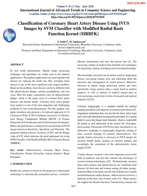 Classificationofcoronaryheartartery Pdf Support Vector Machine