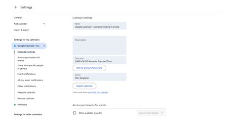 How To Make Your Google Calendar Private