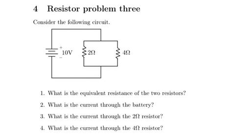 Solved 4 Resistor Problem Three Consider The Following Chegg Com