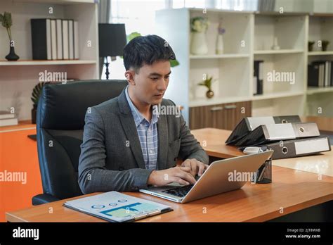 Portrait Businessman Professional Smile Guy Working Using Computer