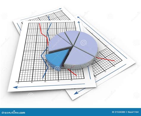 3d pie chart on graph paper stock illustration illustration of data