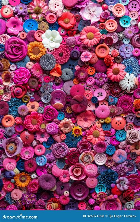 Innovative Background Design Created Using An Array Of Assorted Buttons