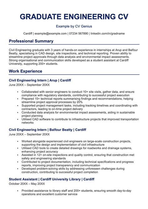 Graduate Engineering Cv Example Template And Writing Tips Graduate Engineering Cv Example Template And Writing Tips