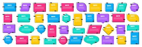 Premium Vector Set Of Colorful Isolated Quote Frames Speech Bubbles With Quotation Marks Blank