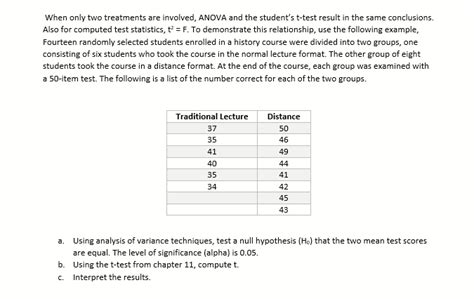 Solved When Only Two Treatments Are Involved ANOVA And The Chegg