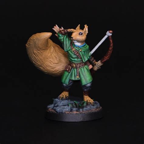 Squirrel Archer Ranger Chipmunk Cute Critter The Dragon Trappers Lodge 32mm Scale Miniature