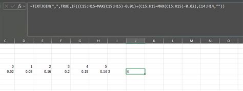 excel using textjoin to display table values of numbers within a 0 02