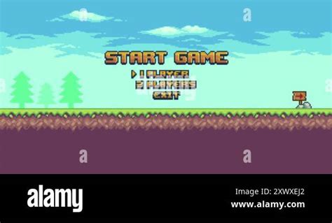 Game In Pixel Art And 8 Bit Style With Character Animation Video Of The Start Menu Of A 2D 8