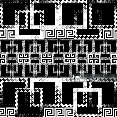 기하학적 인 그리스 벡터 원활한 테두리 패턴입니다 장식용 흑백 화려한 배경입니다 형상 체크 무늬 배경을 반복 합니다 그리스 키 구불구불 기하학적 도형 테두리 사각형으로 장식