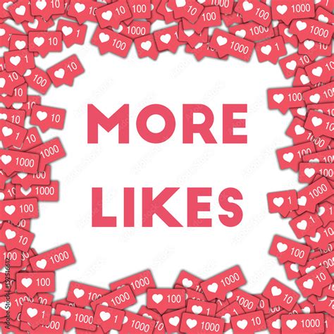 More Likes Social Media Icons In Abstract Shape Background With Pink