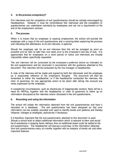Schools Exit Interviews And Questionnaire In Word And Pdf Formats