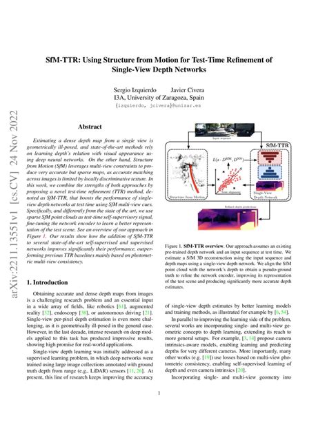 SfM TTR Using Structure From Motion For Test Time Refinement Of Single View Depth Networks DeepAI