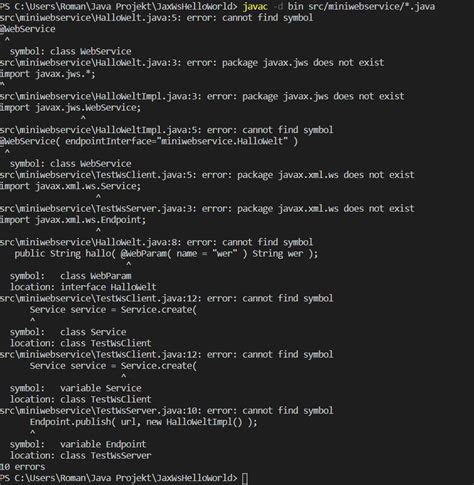 Java Jax Ws Based Projekt Errorpackage Javaxjws Does Not Exist
