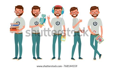 Classic Geek Man Funny Modern Geek Stock Illustration 768144559