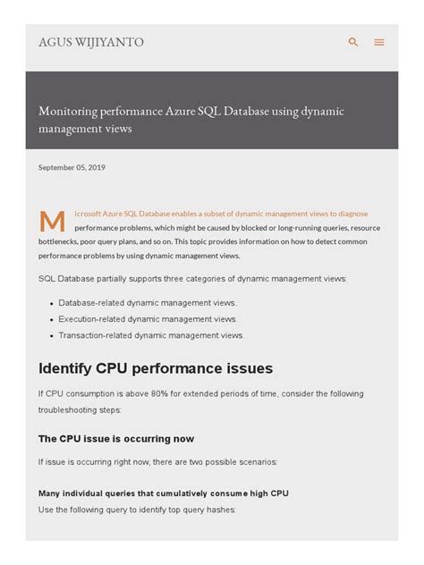 Monitoring Performance Azure Sql Pdf Data Management Software Databases