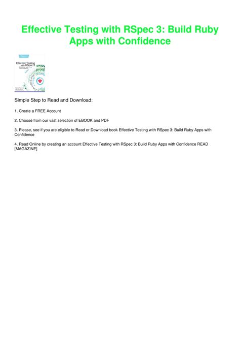 Ppt Pdf Effective Testing With Rspec 3 Build Ruby Apps With