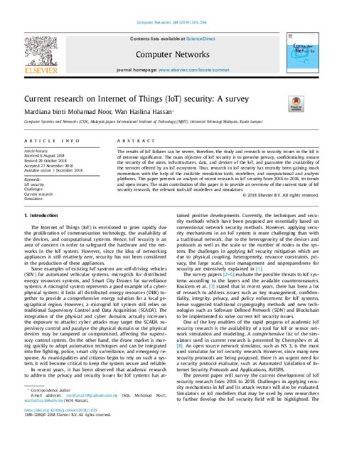 Pdf Current Research On Internet Of Things Iot Security A Survey