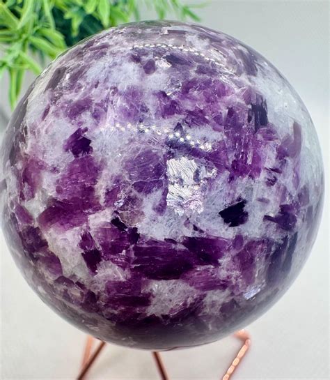 Natural Crystal Sparkly Lepidolite “purple Mica” Sphere 2 3” Diameter 267 9g Etsy