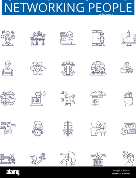 Networking People Line Icons Signs Set Design Collection Of Networking