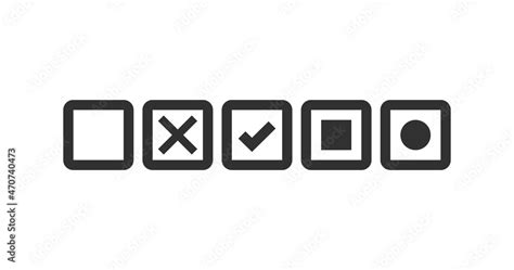 Checkbox Set With Blank And Checked Checkboxes Vector Icons For Apps And Websites Stock Vector