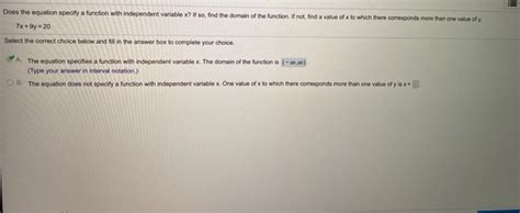 Solved I Does The Equation Specify A Function With