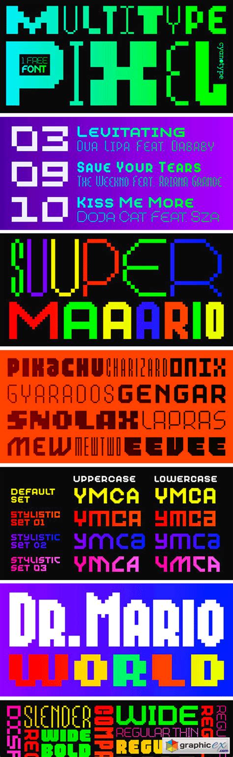 MultiType Pixel Font Family Free Download Vector Stock Image Photoshop Icon