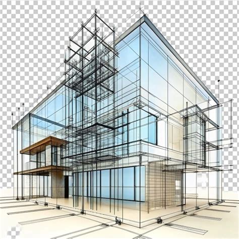 algorithmically generated architectural sketch premium ai generated psd