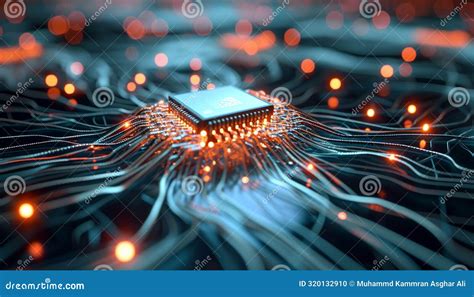 Neuronal Network Concept With Chip And Circuits Generative Ai Stock Illustration Illustration