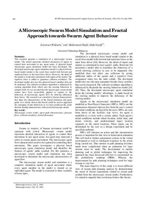 Pdf A Microscopic Swarm Model Simulation And Fractal Approach Towards