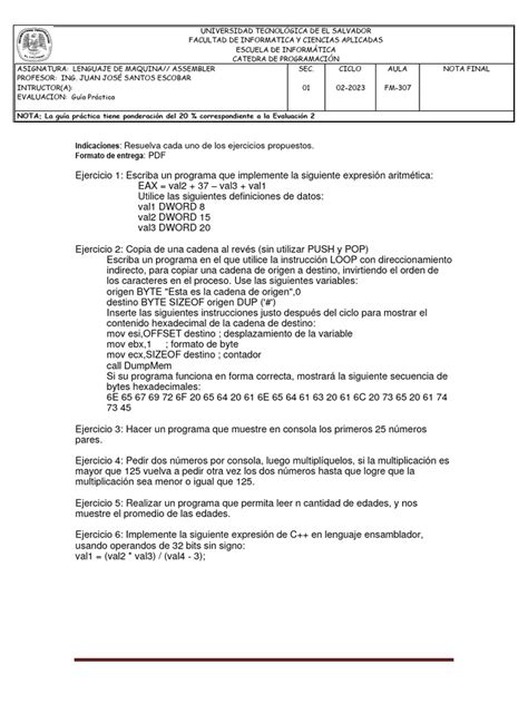 E2 G1 Assembler Practica Pdf
