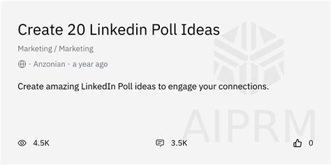 Prompt Create Linkedin Poll Ideas By Anzonian AIPRM For ChatGPT