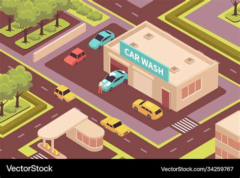 Car Wash Isometric Royalty Free Vector Image VectorStock