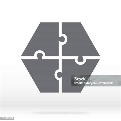 회색 육각형 퍼즐의 간단한 아이콘입니다 네 가지 요소의 간단한 아이콘 퍼즐 스톡 벡터입니다 벡터 일러스트 레이 션 Eps10