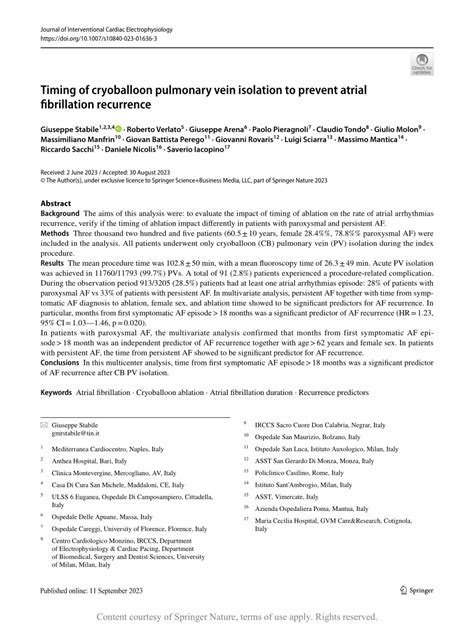 Timing Of Cryoballoon Pulmonary Vein Isolation To Prevent Atrial