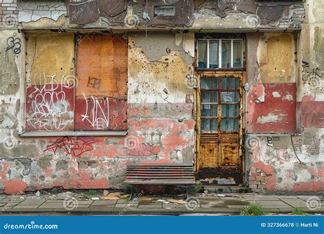 Generative Ai Image Of Abandoned Facade Building At Morning Wallpaper