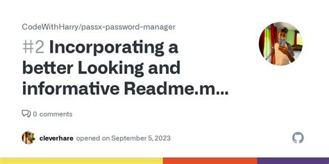 Incorporating A Better Looking And Informative Readme Md File Issue CodeWithHarry Passx