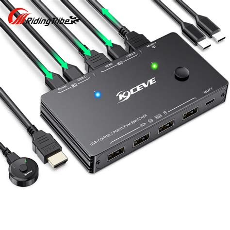 Riding Tribe USB C KVM Switch K Hz Input Output KVM Type C Switcher Box With Wired Remote