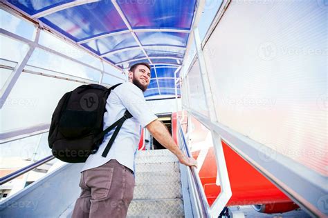 Amateur Style Photo Of Backpacker Boarding The Airplane 26415319 Stock