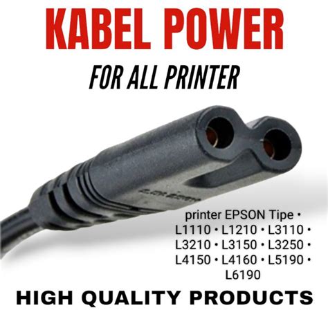 Jual Kabel Power Printer Epson Angka 8 Tipe • L1110 • L1210 • L3110