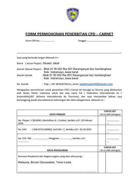 Form Permohonan Penerbitan Cpd Pdf